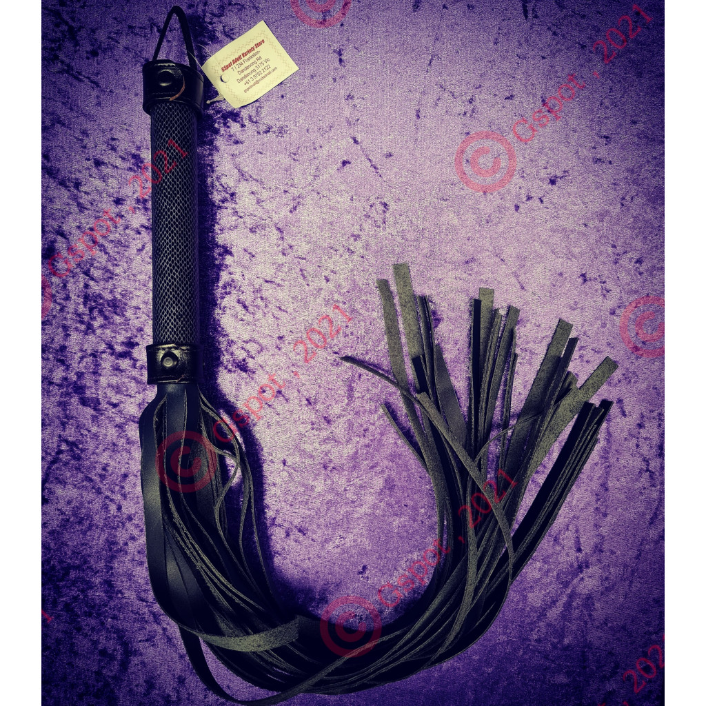Leather Flogger Black Pattern Handle | GSpot Adult Variety Store